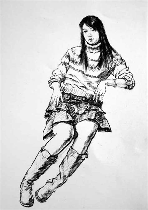 人物不同动态全身像素描作品 全身像 中华美术高考网www mshao