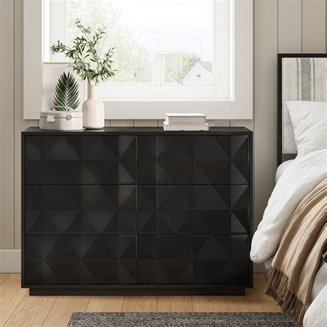 Ebern Designs Crispa 50 W Modern 6 Drawer Dresser With Hidden Dresser