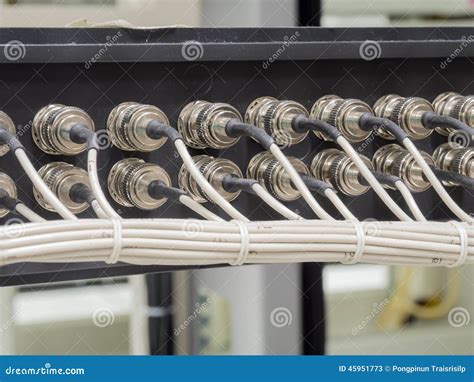 Coaxial Connectors On Panel On Patch Panel Stock Image Image Of Metal Cable 45951773
