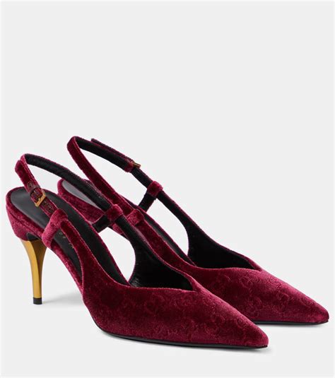 Gucci Gg Velvet Slingback Pumps Gucci