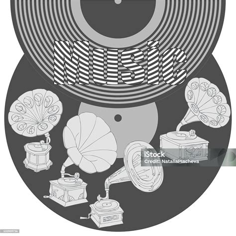 Background With Gramophones Stock Illustration Download Image Now