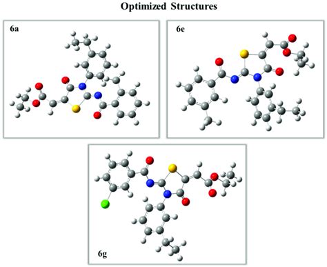 Illustration Of Optimized Structural Geometries Of Compound 6a 6e And 6g Download