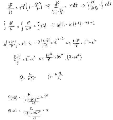 Solved I Need Help Solving For The Carrying Capacity And The Chegg