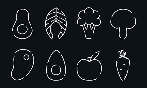 conjunto de iconos lineales de alimentos saludables iconos modernos de nutrición adecuada