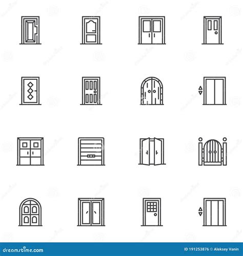 Architectural Doors Line Icons Set Stock Vector Illustration Of Editable Arch 191253876
