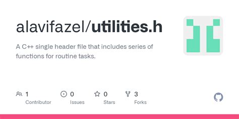 Github Alavifazelutilitiesh A C Single Header File That Includes Series Of Functions For