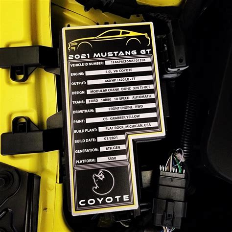 Ford Mustang S550 Custom Aluminum Engine Bay Dress Up Plaque Car Show