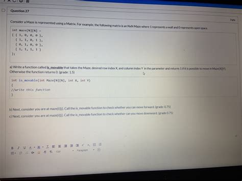 Solved Question 27 Consider A Maze Is Represented Using A