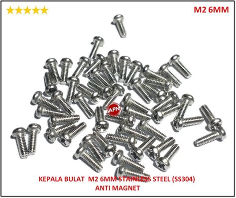 Jual Baut Screw M2 6mm Stainless Steel Kepala Bulat Anti Magnet Di
