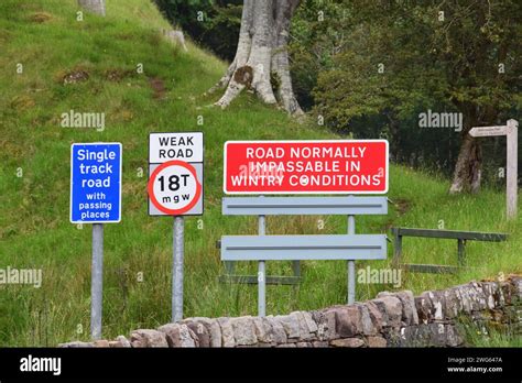 Warning Sign At The Start Of The Applecross Pass Road Scotland Stock