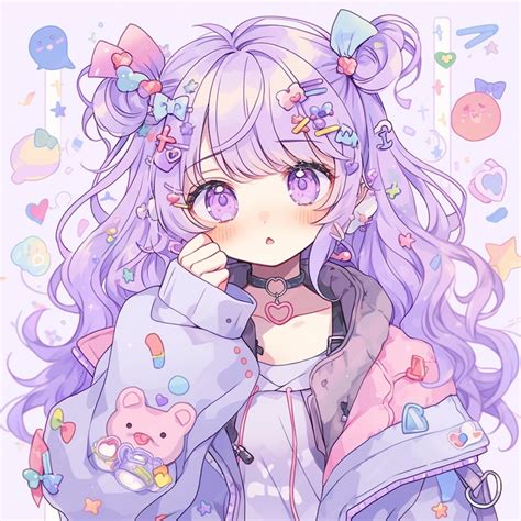 Premium Photo Anime Girl With Long Purple Hair And A Pink Jacket