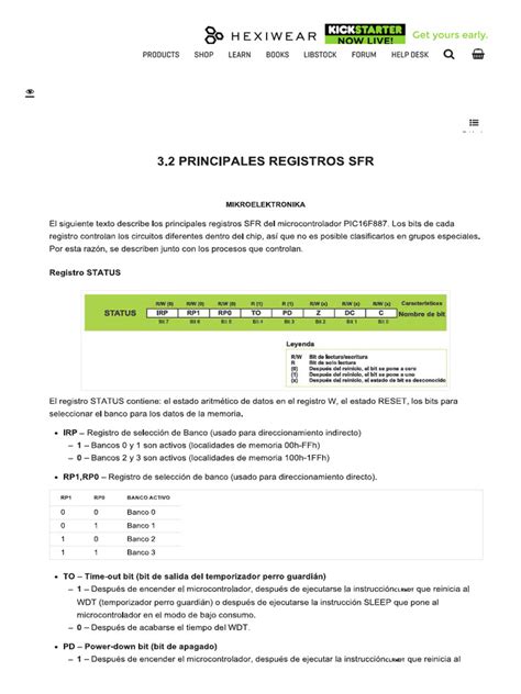 F107128624 3 2 Principales Registros Sfr Microco S Pic Programacin En C