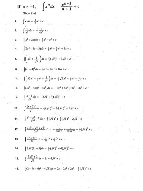 Integration Power Rule Pdf