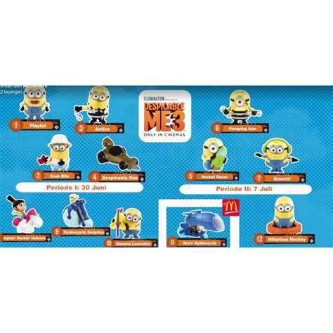 Jual Despicable Me 3 Happy Meal MCD Minion Set 12 Lengkap New Shopee