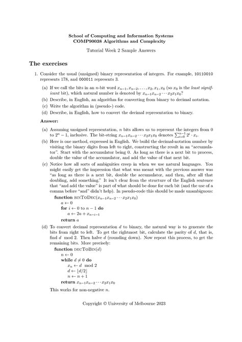 Ans02 Tut Solution School Of Computing And Information Systems