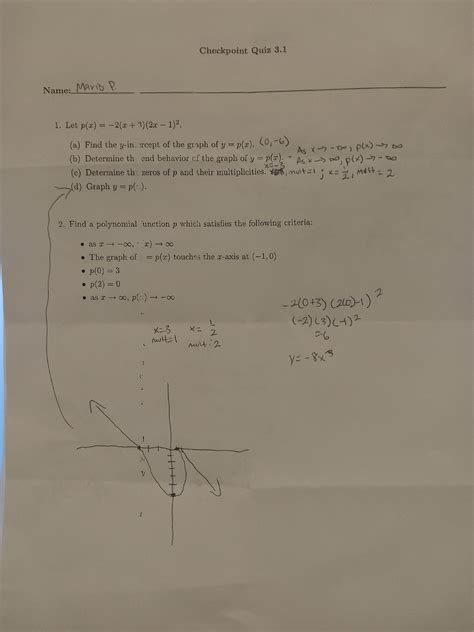 Checkpoint Quiz 3 These Notes Talk About Finding Polynomial Functions