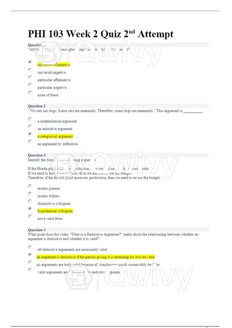 PHI 103 Week 2 Quiz 2nd Attempt PHI 103 Week 2 Quiz 2nd Attempt Modus