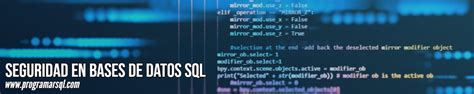 Seguridad En Bases De Datos SQL Programar SQL