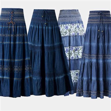 Bohemian Jean Skirt Etsy