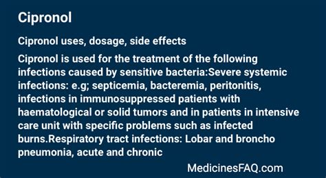 Cipronol Uses Dosage Side Effects Food Interaction And Faq