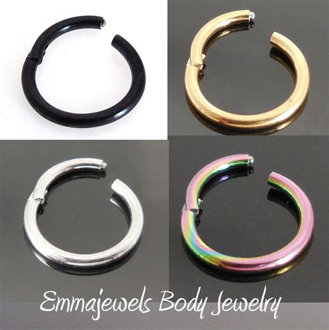 G Mm Or Mm Hinged Septum Clicker Nose Ring Segment Ear Cartilage Daith EBay