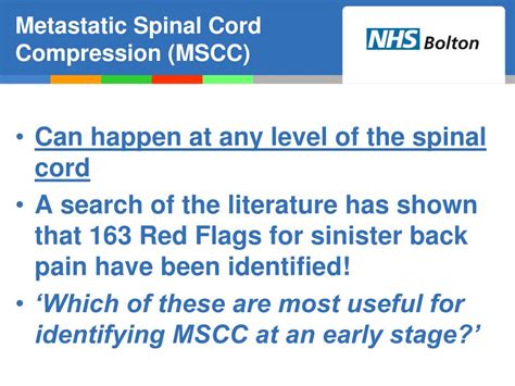 Ppt Identifying Spinal Cord Compression Key Red Flags Powerpoint Presentation Id 2944589