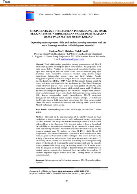 Pdf Meningkatkan Keterampilan Proses Sains Dan Hasil Belajar Peserta Didik Dengan Model