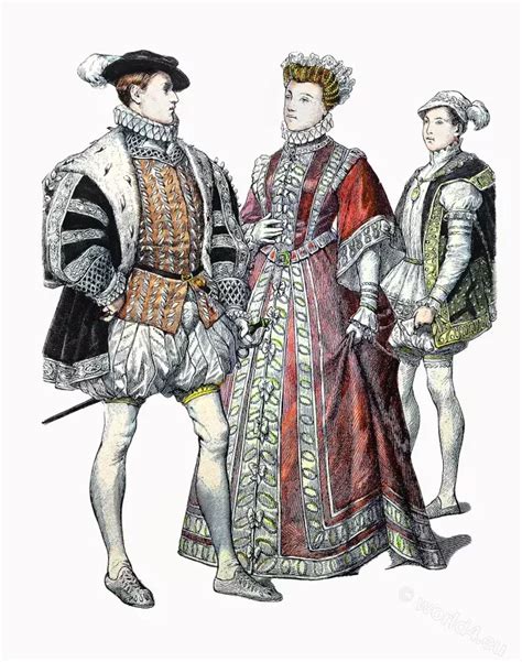 French Nobility Fashion 16th Century Renaissance Costumes Giclee