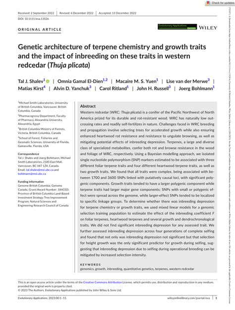 Pdf Genetic Architecture Of Terpene Chemistry And Growth Traits And