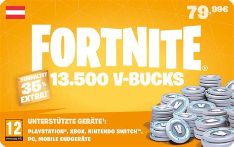 Fortnite 13500 V Bucks Guthabenkarte