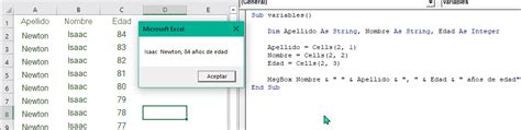 Programación en VBA Excel Variables