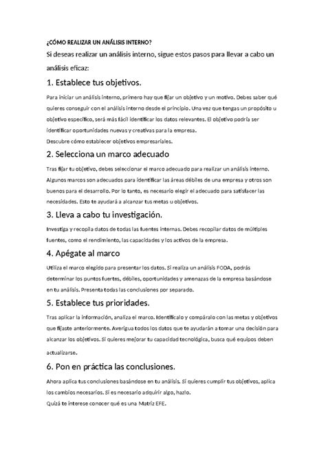CÓmo Realizar Un Análisis Interno ¿cÓmo Realizar Un AnÁlisis Interno Si Deseas Realizar Un