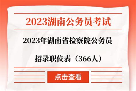 2023年湖南省检察院公务员招录职位表（366人） 上岸鸭公考