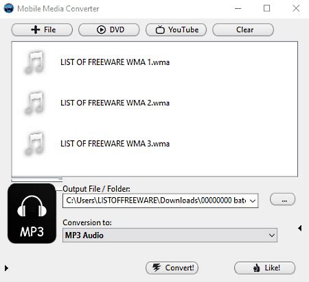 Best Free Software To Batch Convert WMA To MP For Windows