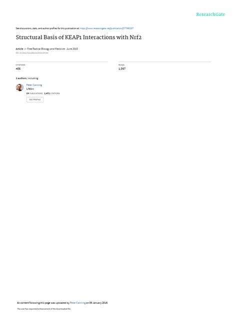 Structural Basis Of Keap1 Interactions With Nrf2 Pdf