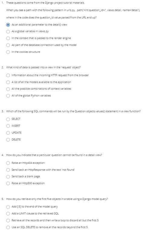 Solved 1 These Questions Come From The Django Project Chegg