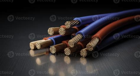Close Up Of Electrical Wires With Exposed Copper Strands And Colorful Insulation 67689360 Stock