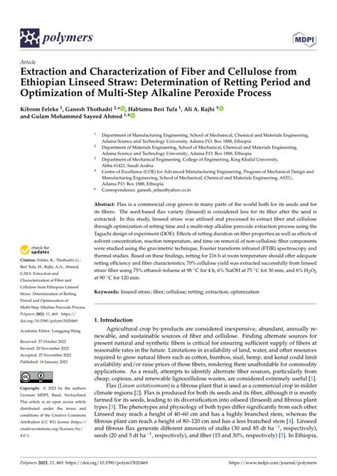 Pdf Extraction And Characterization Of Fiber And Cellulose From
