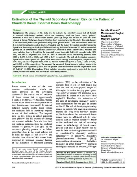 Pdf Estimation Of The Thyroid Secondary Cancer Risk On The Patient Of