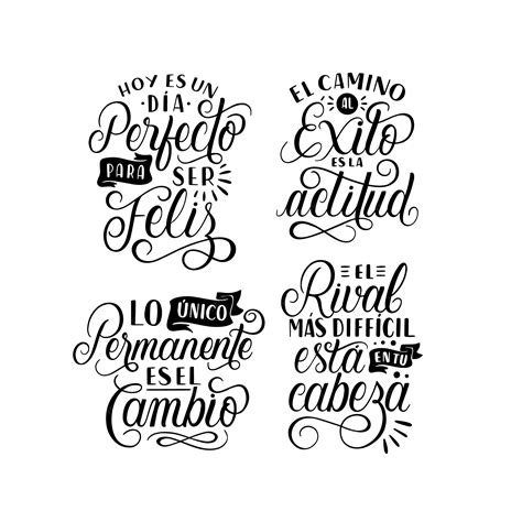 Letras De Citas Motivacionales En La Colección De Pegatinas Españolas