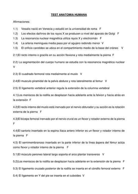 TEST ANATOMIA HUMANA CIENCIAS DE LA SALUD UDocz