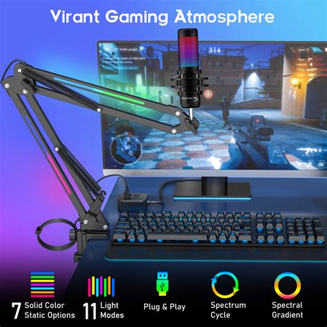 Zealsound Rgb Microphone Arm Standmic Arm With Rgb Light For Quadcast