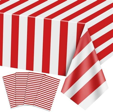 Pixhotul Carnival Table Cloths Red And White Stripe