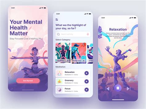 meditation mobile app ui on behance