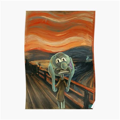 The Squidward Scream Poster By Danimora Redbubble
