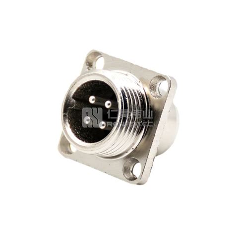 Gx12 4 Hole Flange Type Male Socket Threaded Panel Mount Solder Silver