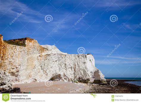 Seven Sisters White Chalk Cliffs Near Seaford East Sussex South Stock