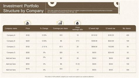 Investment Portfolio Structure By Company Ppt Example