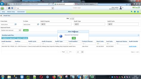 Bug 5765 When Published The Actual Audit Document In The Month View For The First Time
