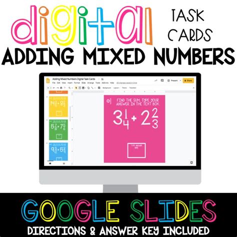 Adding Mixed Numbers Digital Task Cards Distance Learning Digital Task Cards Task Cards